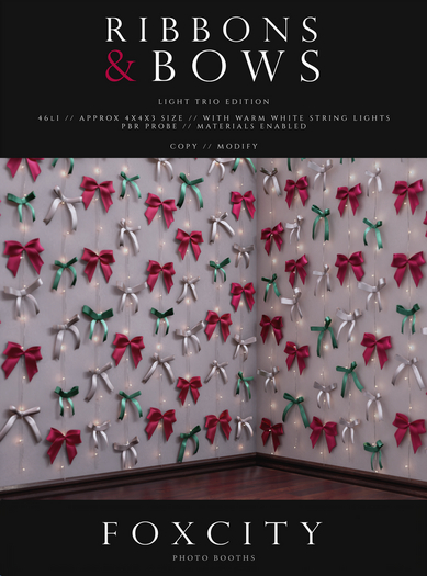 Second Life Marketplace - FOXCITY. Photo Booth - Ribbons & Bows (Light ...