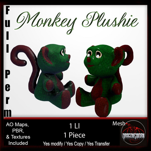 Second Life Marketplace - Full Perm Monkey Plushie