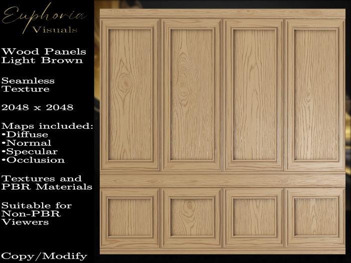 Second Life Marketplace - [Euphoria Visuals] Wood Panels Light Brown ...
