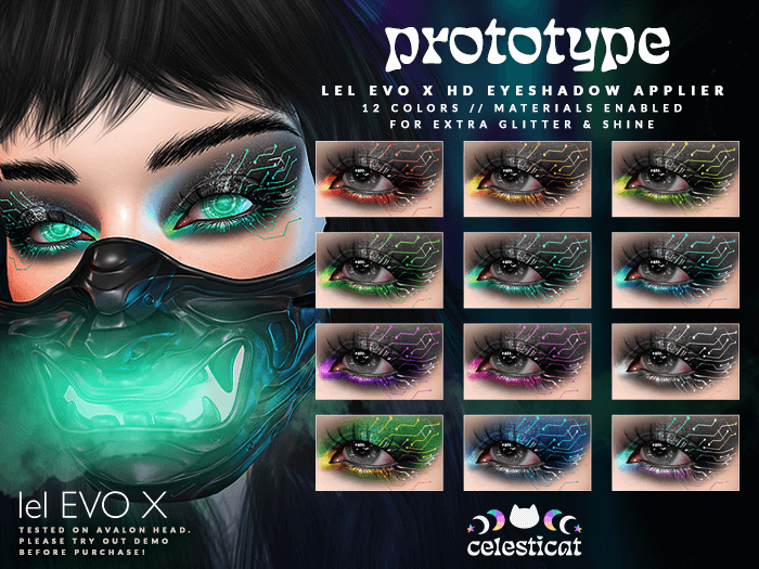 Second Life Marketplace - [Celesticat] Prototype - Lel EVO X Eyeshadow ...