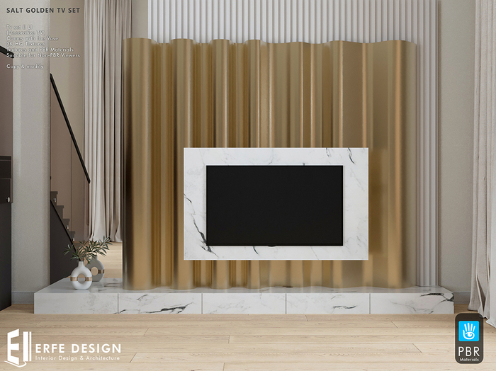 Second Life Marketplace - Salt Golden tv set 8 LI PBR [Erfe Design] PACK