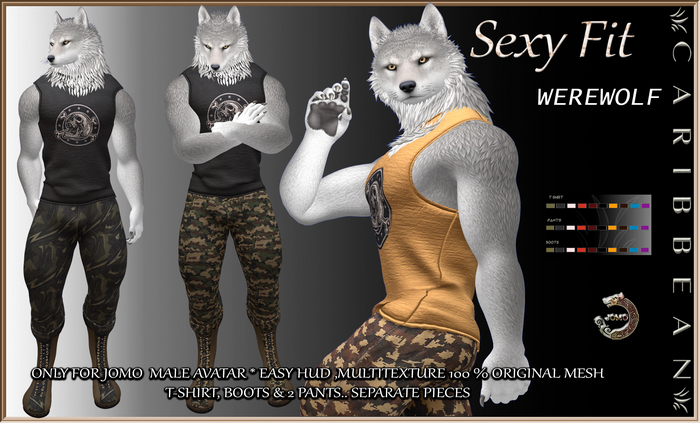 Second Life Marketplace - [CARIBBEAN] JOMO FURRY SEXY FIT MALE WEREWOLF