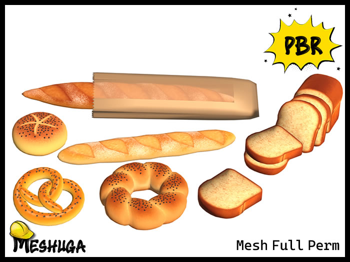 Second Life Marketplace - Meshuga PBR Kawaii Bakery - French Bread FULL ...