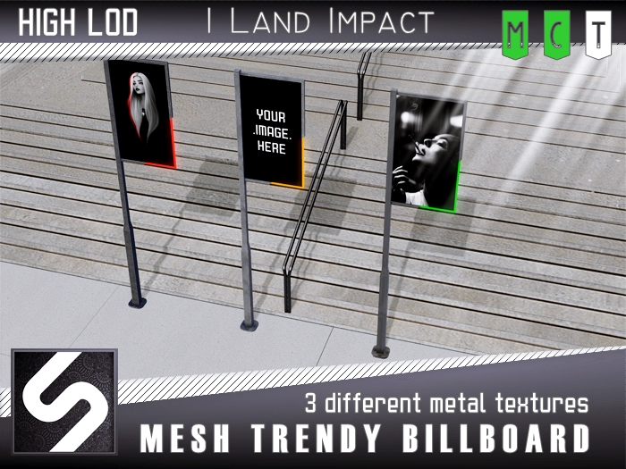 Second Life Marketplace - [SARAC BW] Mesh Trendy Billboard