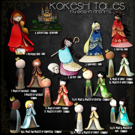 Second Life Marketplace - GD: Kokeshi Tales - Rose Red - RARE