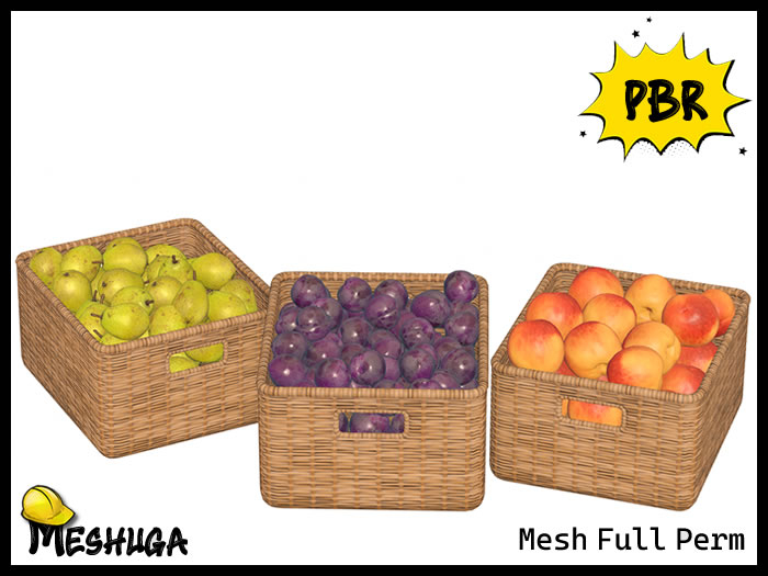 Second Life Marketplace - Meshuga PBR Market Plum Peach Pear FULL PERM MESH