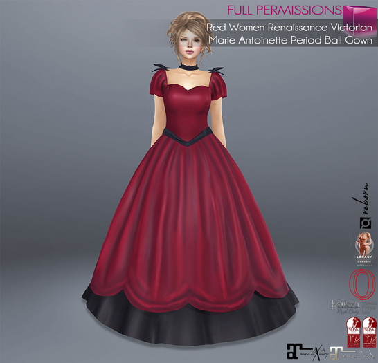 Second Life Marketplace - Full Perm Red Womens Renaissance Victorian ...