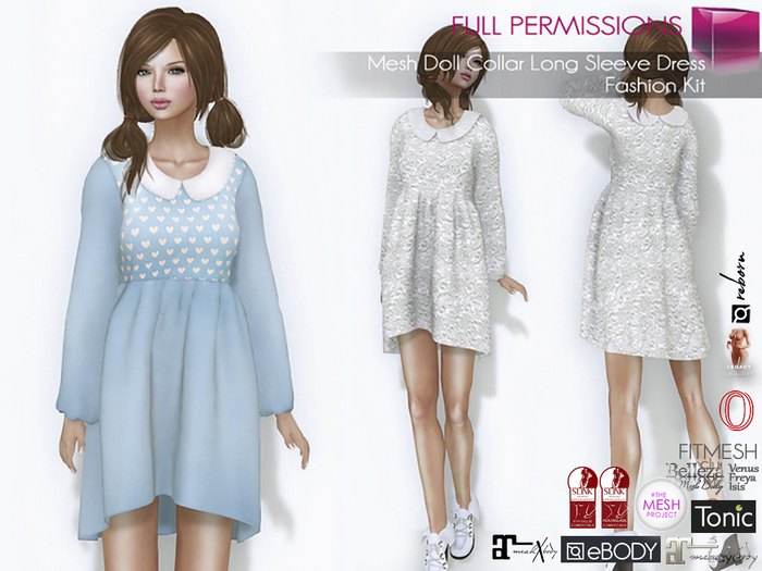 Second Life Marketplace - Full Perm Doll Collar Long Sleeve Dress ...