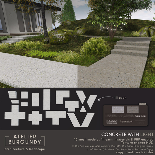 Second Life Marketplace - Atelier Burgundy . Concrete Path Light *ADD*