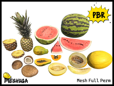 Second Life Marketplace - Meshuga PBR Fruit Pack 1 FULL PERM MESH