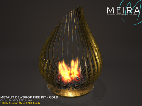 Second Life Marketplace - Metalit Dewdrop Fire Pit - Gold