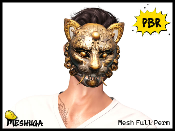 Second Life Marketplace - Meshuga PBR Golden Jaguar Mask FULL PERM MESH