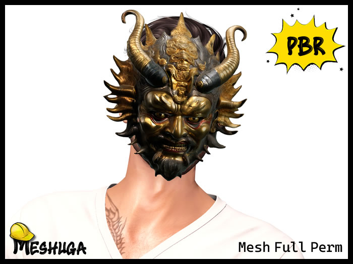 Second Life Marketplace - Meshuga PBR Japanese Demon Mask FULL PERM MESH