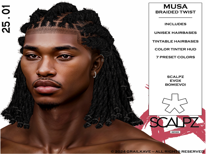 Second Life Marketplace - [GK] MUSA BRAIDED TWIST UNISEX [ADD ME]