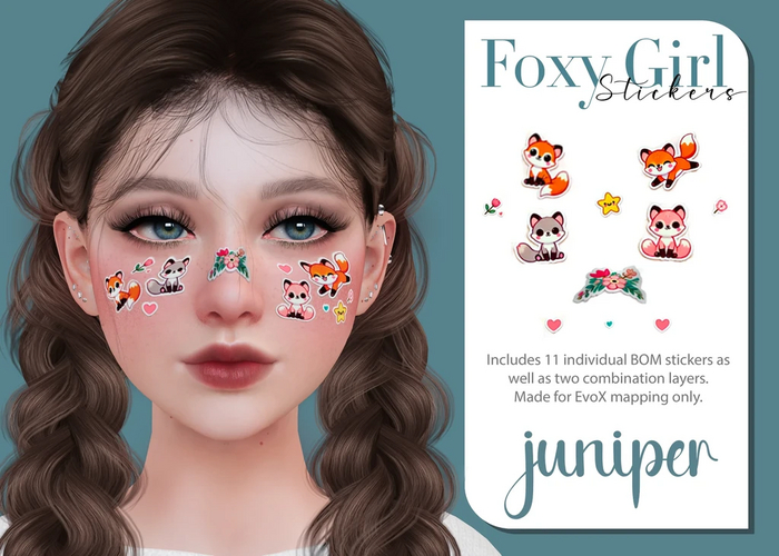 Second Life Marketplace - .:. Juniper .:. Foxy Girl Stickers