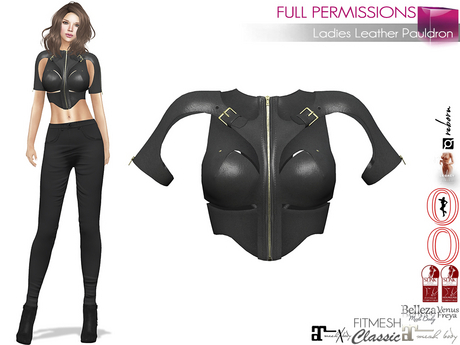 Second Life Marketplace - Full Perm Ladies Leather Pauldron Top Slink ...
