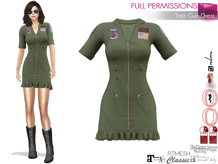 Second Life Marketplace - Full Perm Female Top Gun Flight Uniform Dress ...