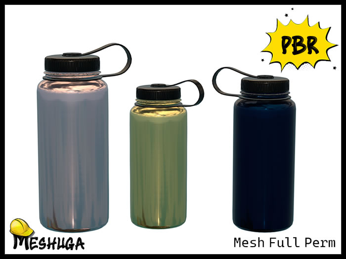 Second Life Marketplace - Meshuga PBR Metal Water Bottle FULL PERM MESH