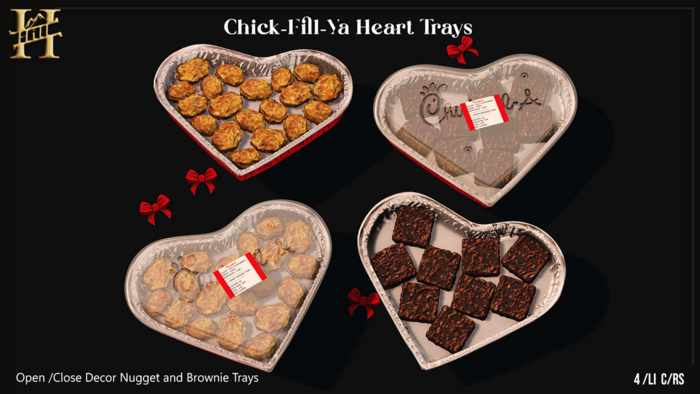 Second Life Marketplace - Chef Hill. Chick-Fill-Ya Heart Tray - Brownies