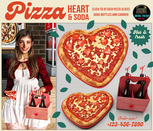 Second Life Marketplace - Junk Food - Pizza Heart & Soda
