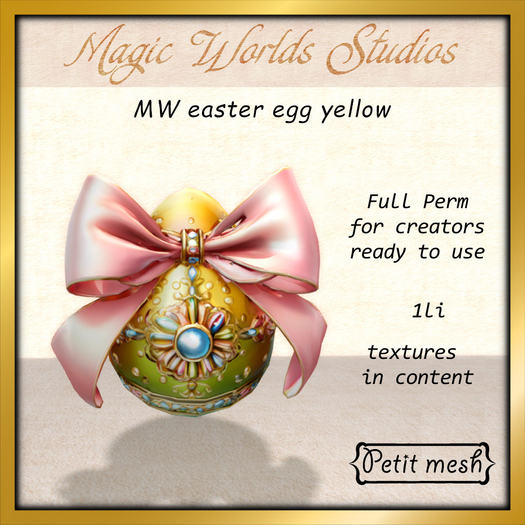 Second Life Marketplace - MW easter egg yellow FullPerm