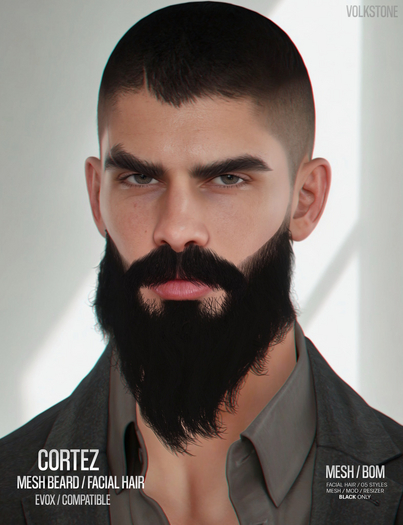 Second Life Marketplace - Volkstone Cortez Mesh Beard / Pack Base V5