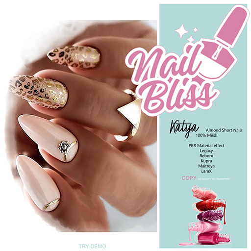 Second Life Marketplace - Nail Bliss Katya Almond Short BOX