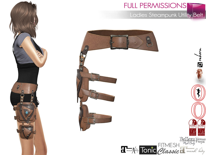 Second Life Marketplace - Full Perm Female Brown Leather Steampunk ...