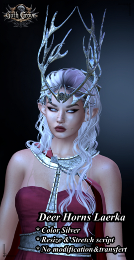 Second Life Marketplace - Deer horns Laerka silver
