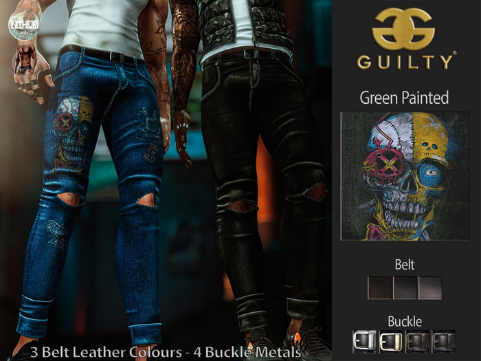 Second Life Marketplace - Guilty 169 Patrick Denim Pants-09 Green Painted