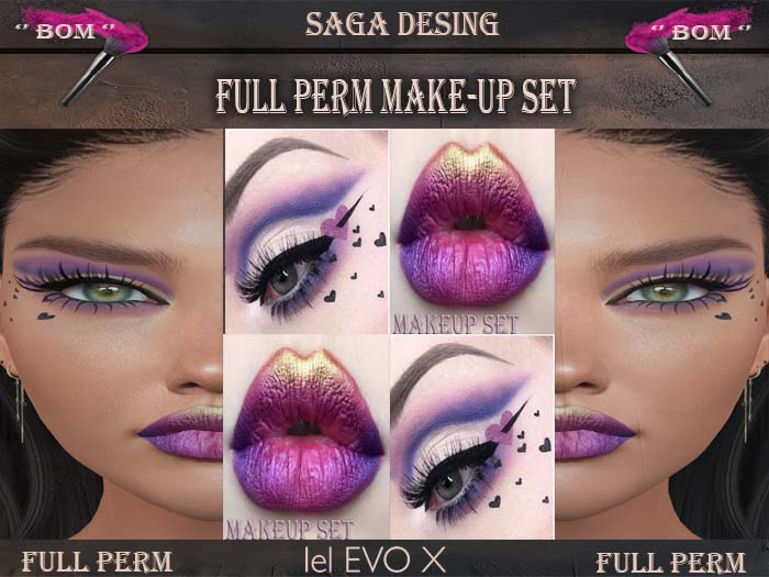 Second Life Marketplace - SaGa Design Full Perm GLAM LIPSTICK SET ''BOM ...