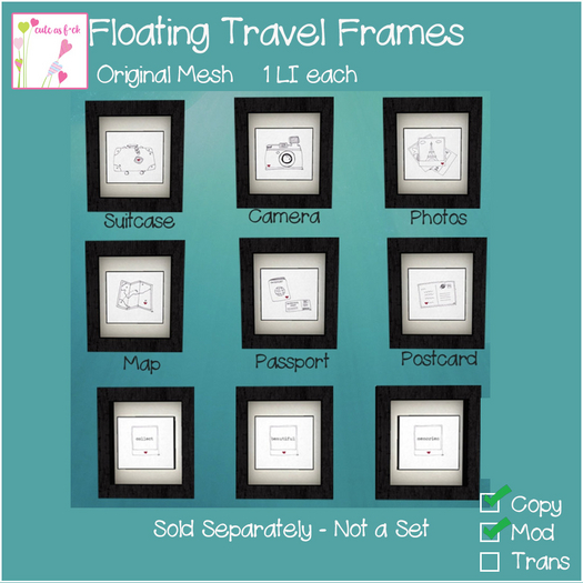 Second Life Marketplace - ::cute as f*ck:: Travel Frame - Trio