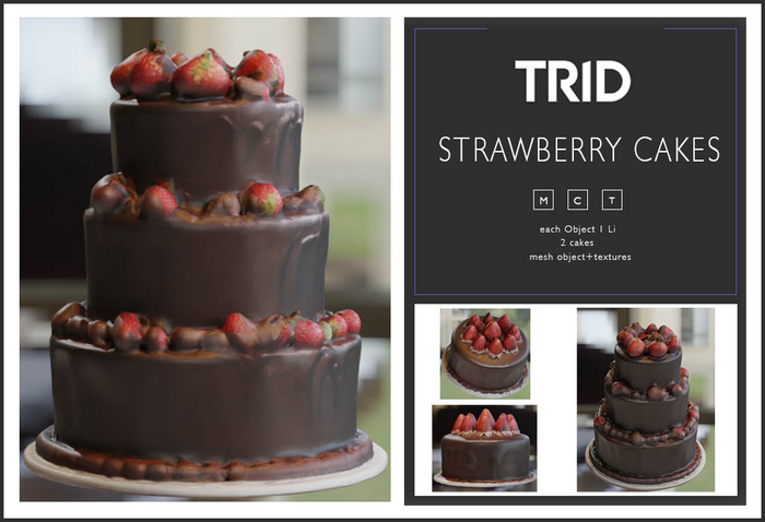 Second Life Marketplace - Trid Chocolate with Strawberries Cakes -Full perm