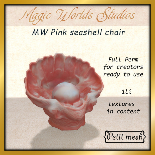 Second Life Marketplace - MW Pink seashell chair FullPerm