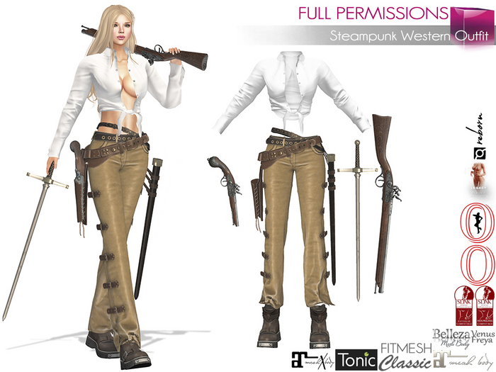 Second Life Marketplace - 7in1 Full Perm Female Steampunk Western ...