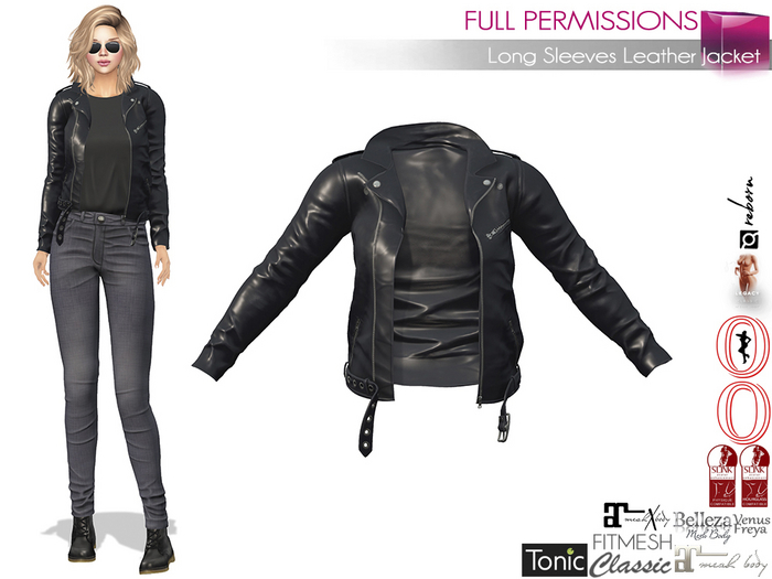 Second Life Marketplace - Full Perm Long Sleeves Leather Jacket Slink ...