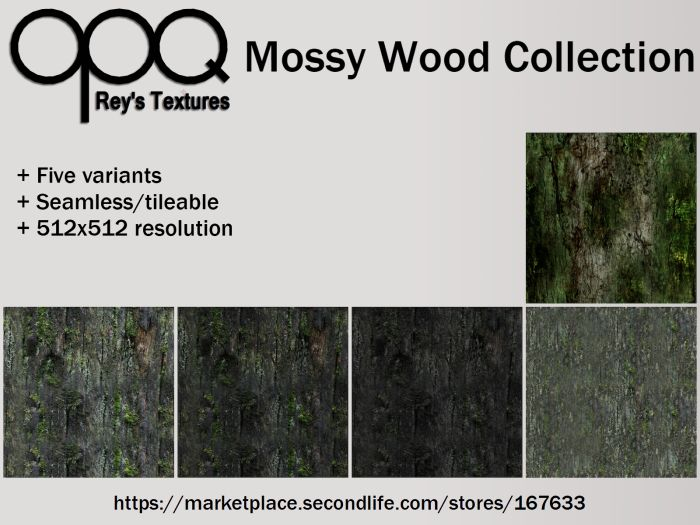 Second Life Marketplace - Old, Mossy Wood Textures - Rey's Mossy Wood ...