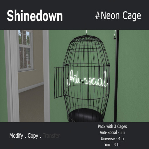 Second Life Marketplace - Shinedown - Anti-Social Neon Cage