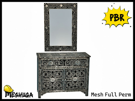 Second Life Marketplace - Meshuga PBR Ornate Silver Furniture - Dresser ...