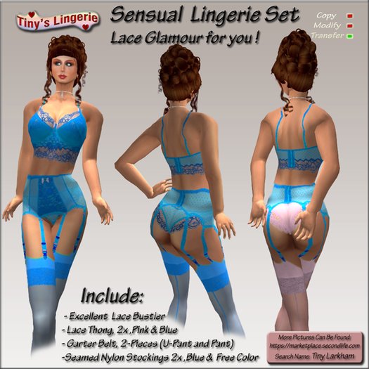 Second Life Marketplace Ann Lingerie Set Sky Blue