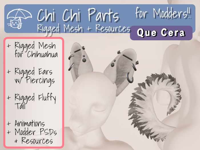 Second Life Marketplace - +QC+ Chi-Chi Parts - Ears and Tail for Chihuahua