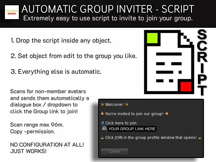 Second Life Marketplace - Automatic Group Inviter Script