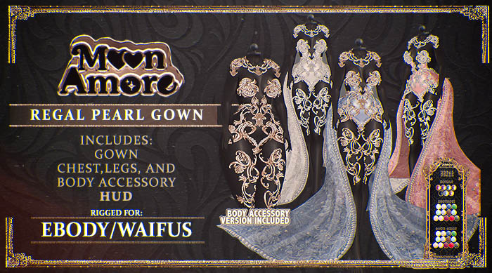 Second Life Marketplace - :Moon Amore: Regal Pearl Gown & Body ...