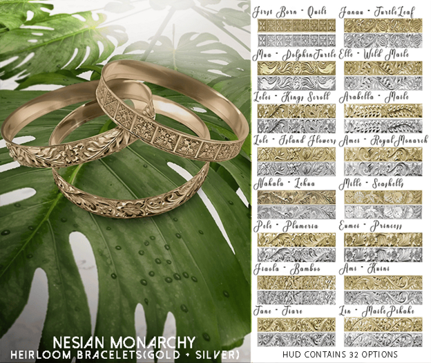 Second Life Marketplace - FOUR LEAF. - Nesian Monarchy 'Bracelets