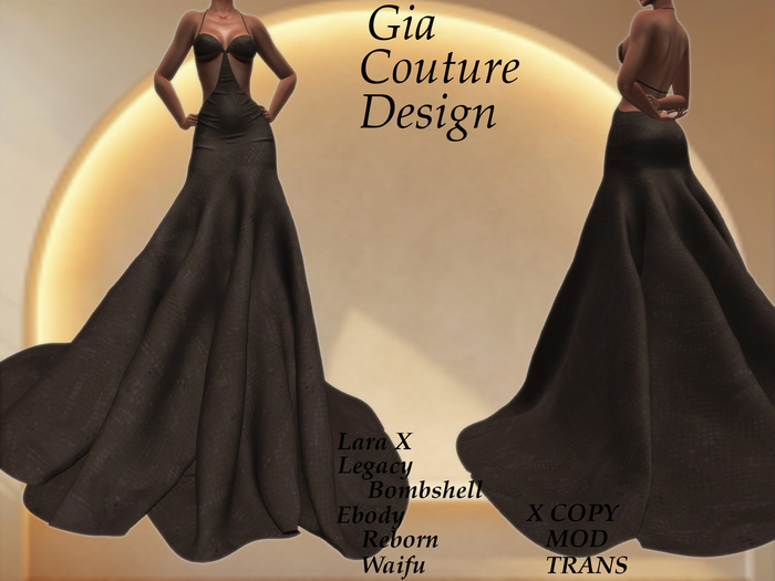 Second Life Marketplace - "GCD" Trena Satin Gown Mocha