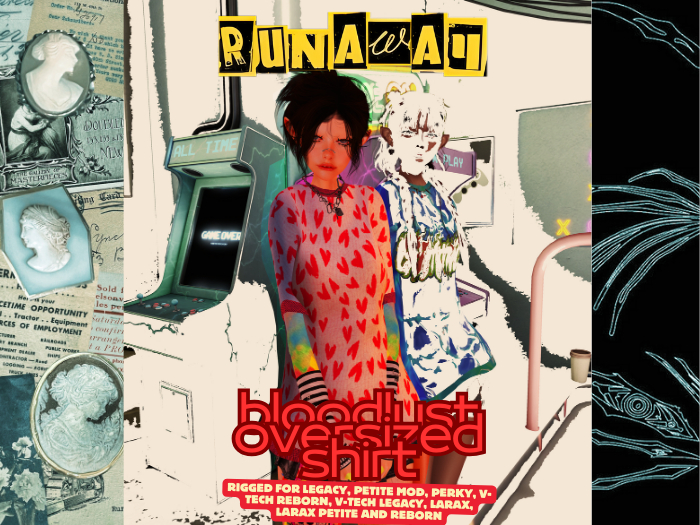 Second Life Marketplace - runaway: bloodlust oversized shirt 02 (FP)
