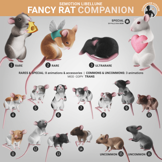 Second Life Marketplace - SEmotion Libellune Fancy Rat Companion SPECIAL