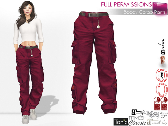 Second Life Marketplace - Full Perm Female Hip-Hop Urban Red Baggy ...