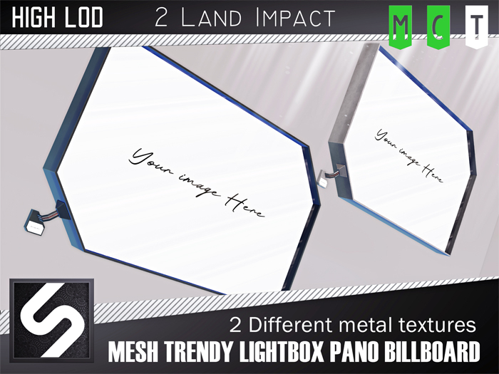 Second Life Marketplace - [SARAC BW] Mesh Trendy LightBox Pano Billboard