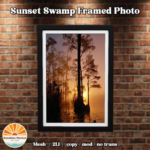 Second Life Marketplace - {SM} Sunset Swamp Framed Photo [Boxed]